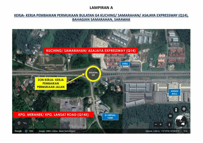 Pengguna jalan raya diminta berhati-hati dekat Bulatan G4 di Kota ...
