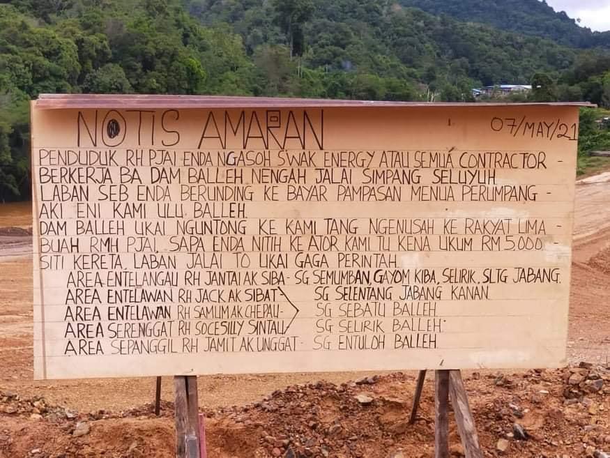 Residents of 5 longhouses in Ulu Baleh put up warning notice barring ...