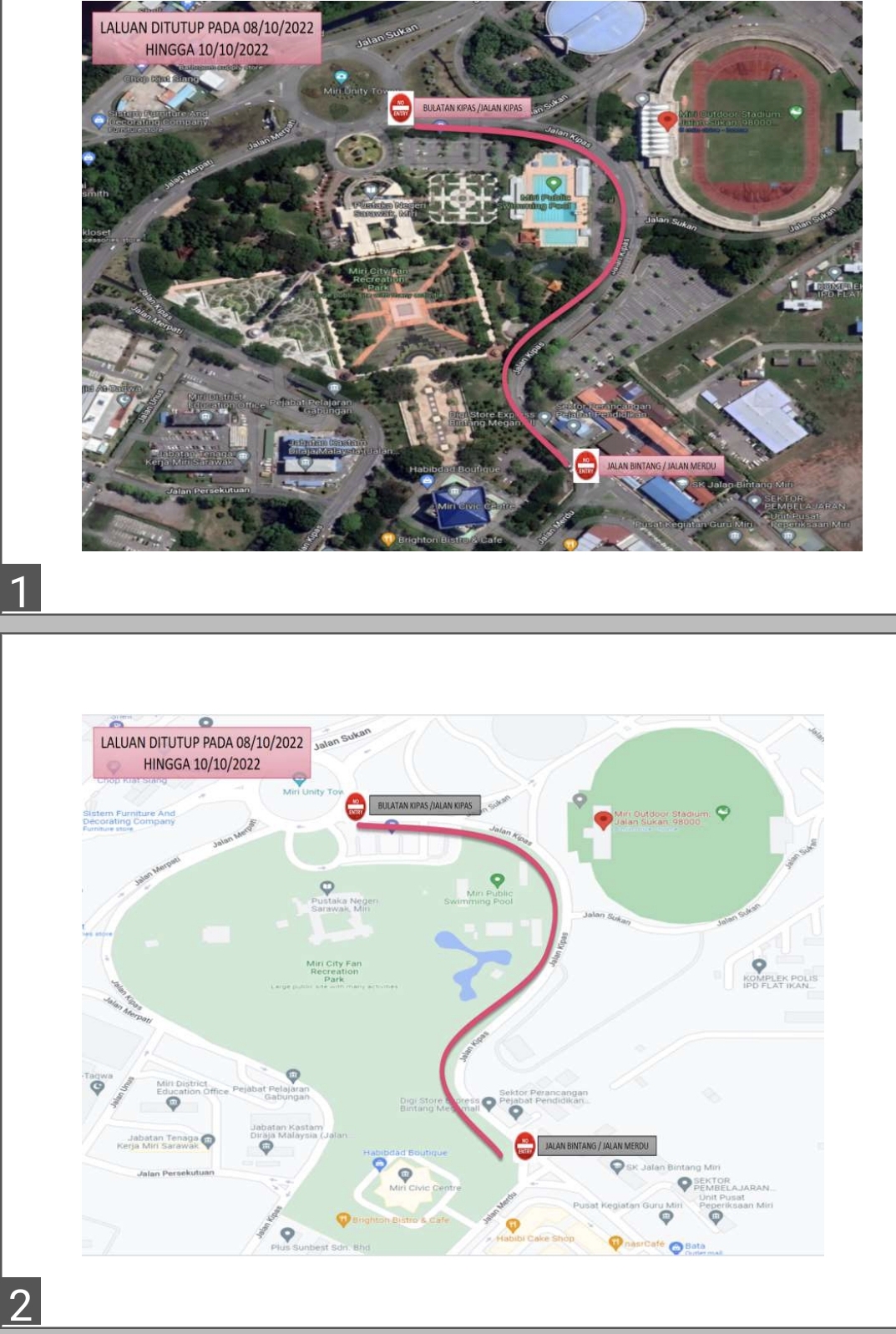 Road closures around Miri city centre from Oct 8 to 10 for TYT’s ...