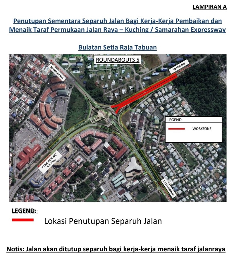 Half-road closure at Stutong roundabout-Jalan Setia Raja from Feb 15 ...